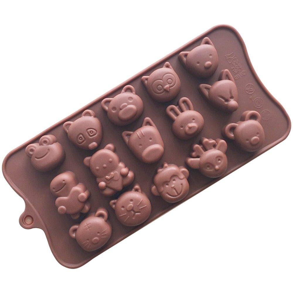 Vedini 15 Cavity Animal Faces Shape Chocolate Making Mold