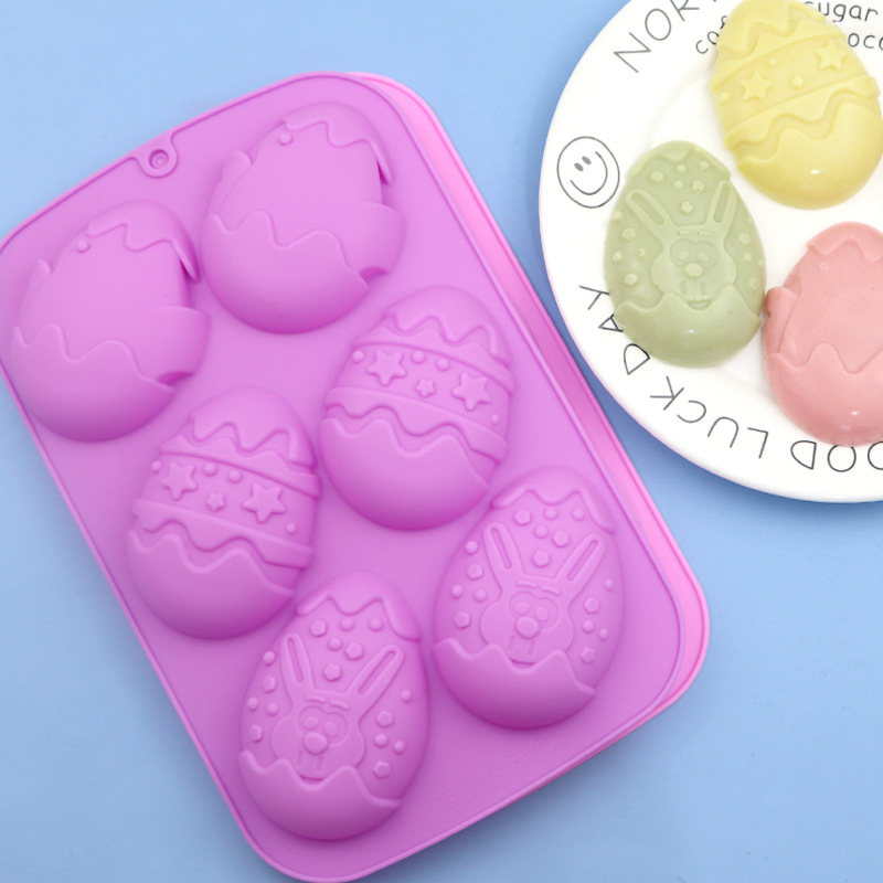 Vedini 6 Cavity Easter Egg Silicone Cake Mold Rabbit Shape Mold