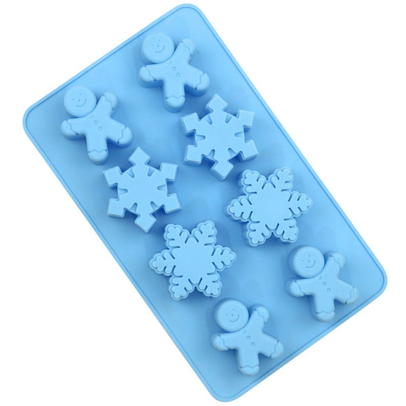 8 Cavity Snowflake & Gingerbread Silicone Mold | JINDEAL INC